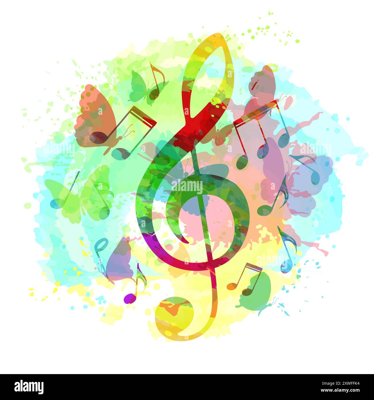 Treble clef and musical notes background Stock Vector Image & Art - Alamy