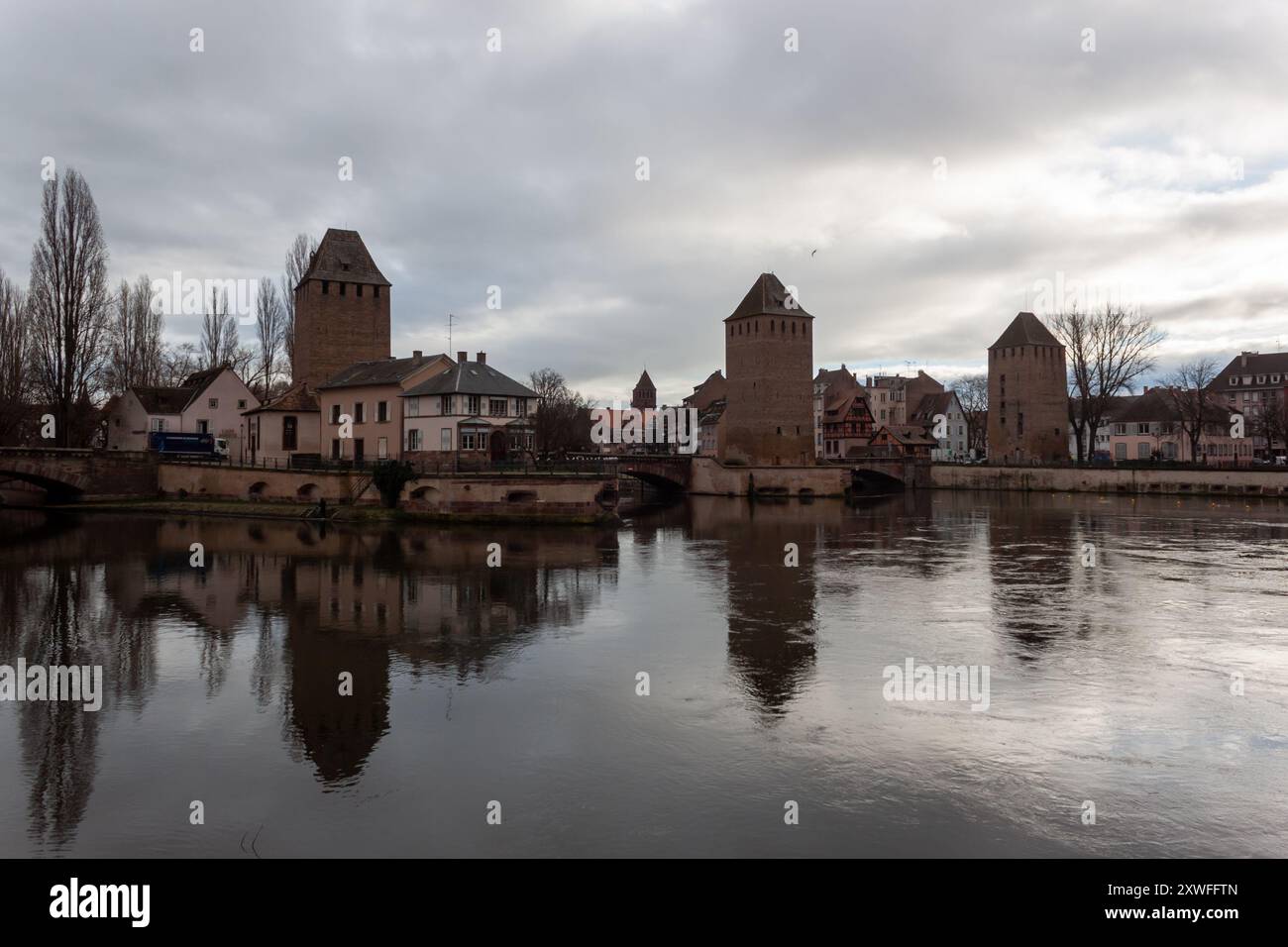 Strasbourg. Bridges and towers built in the 13th century. View from the ...