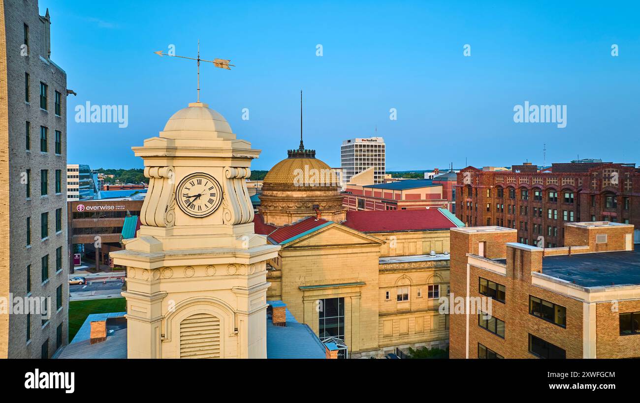 Aerial View of Ornate Clock Tower and Dome in South Bend Indiana Stock ...
