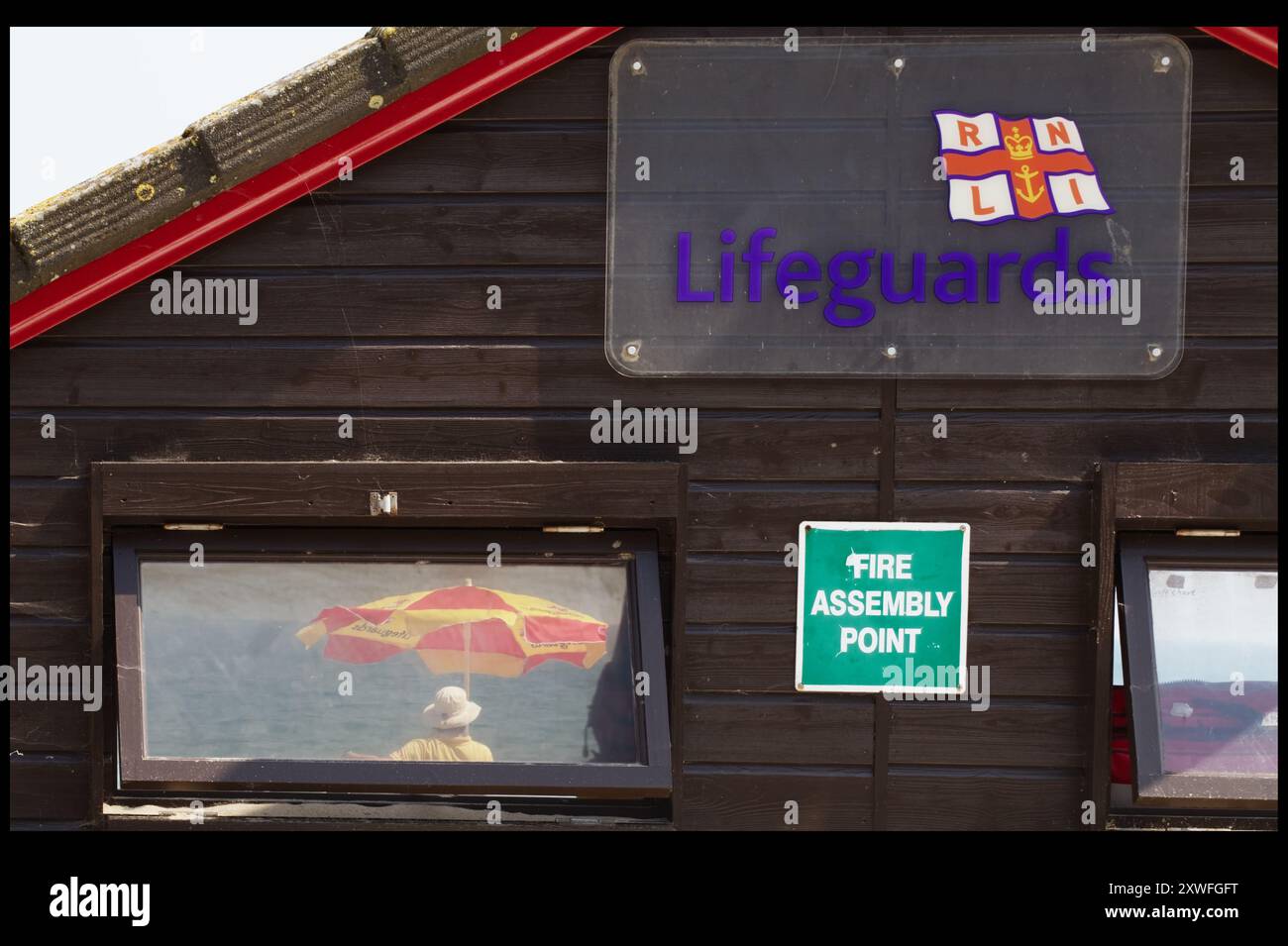 View Through The Window Of A Wooden Lifeguard Hut Of An RNLI Lifeguard ...