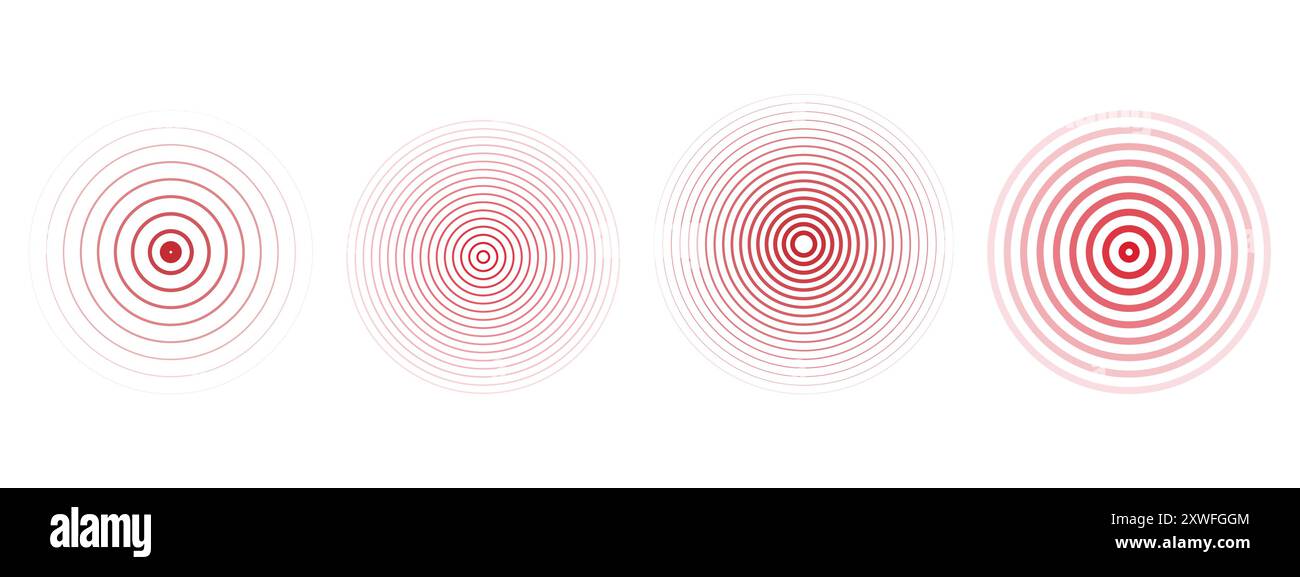 Concentric ripple circles set. Seismic Earthquake alert radar. Radial ...