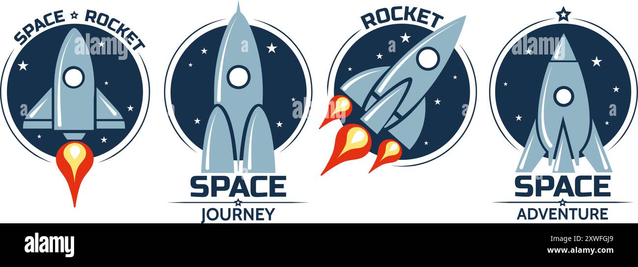 Rocket logo badges Stock Vector Image & Art - Alamy