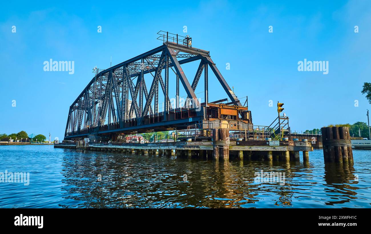 Aerial View of Steel Truss Bridge Open Over Calm Water Stock Photo - Alamy