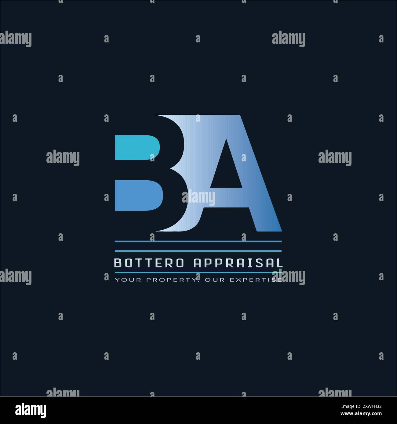 B A Logo BA Letter Modern Design Vector with blue and silver gradient ...