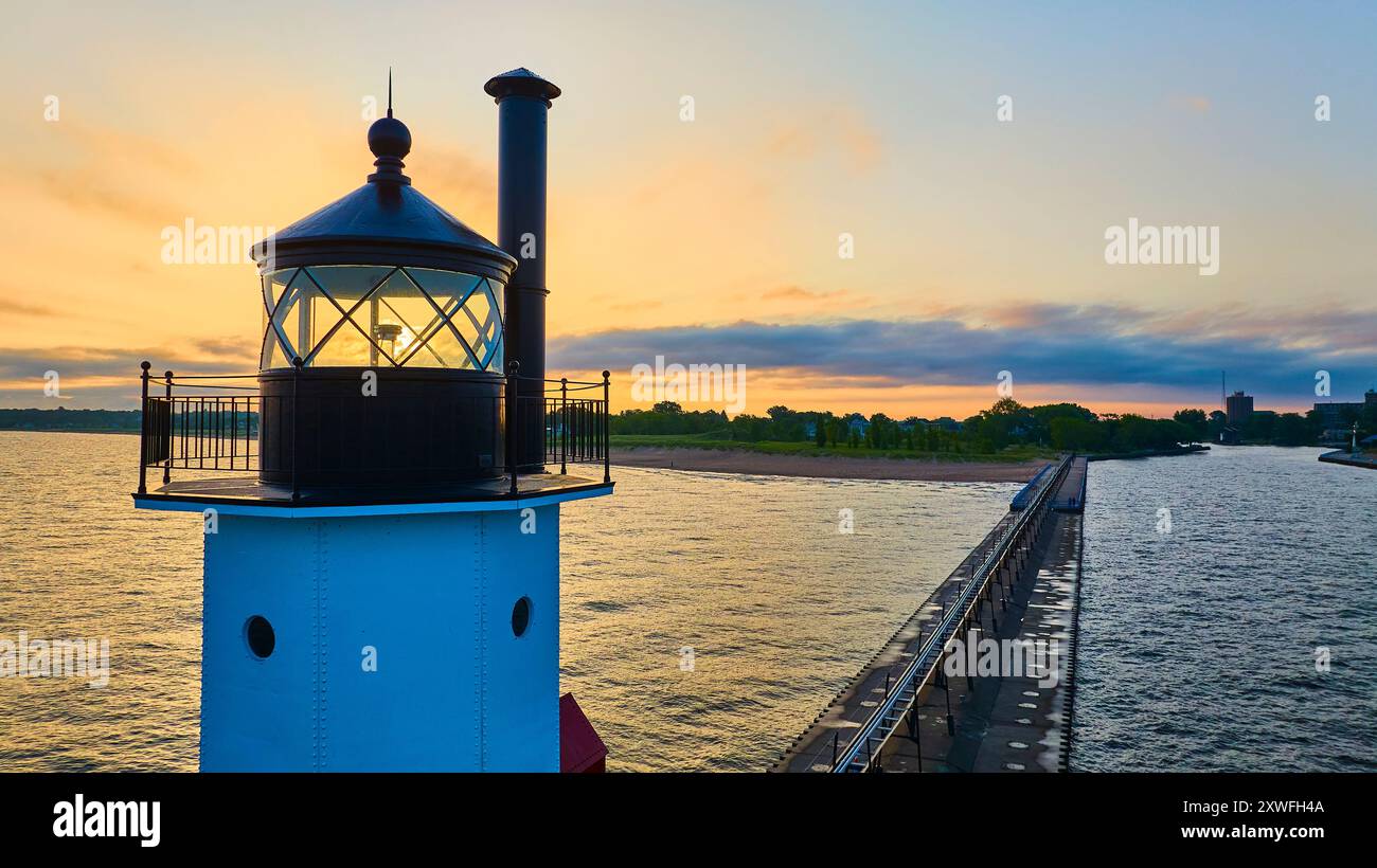 Aerial View of St. Joseph Lighthouse at Golden Hour Stock Photo - Alamy