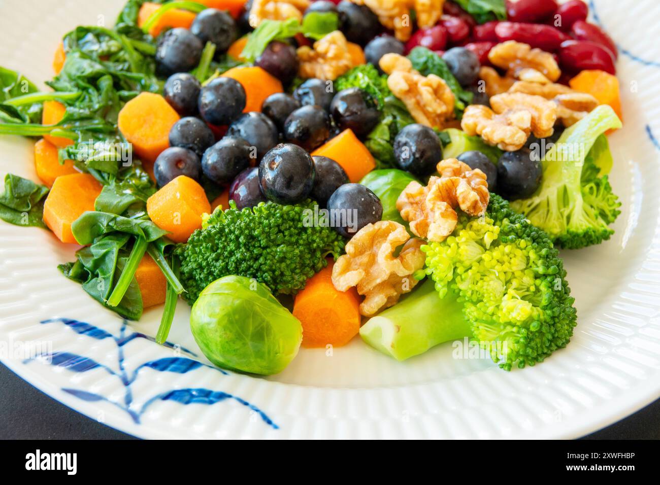 Close-up of healthy colorful diet food a tasty porton steamed and ...