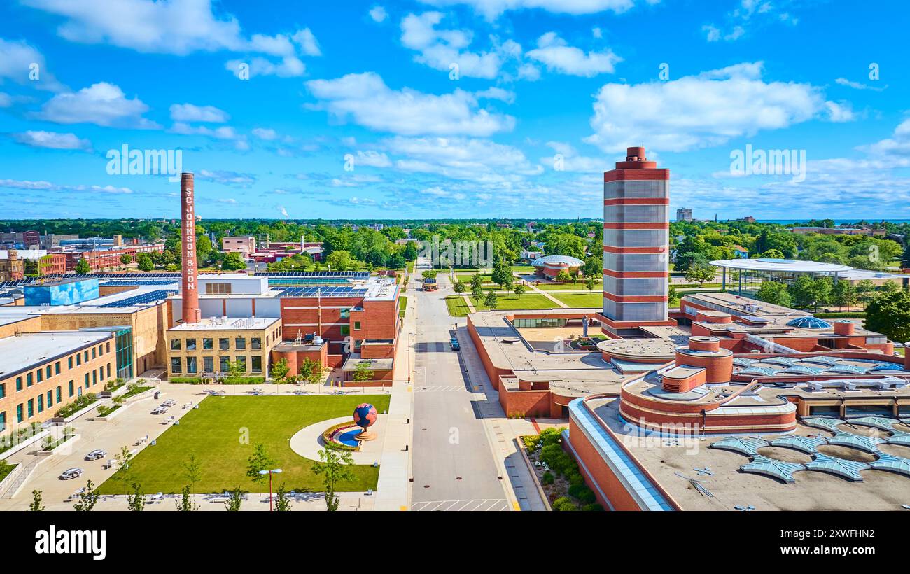 Aerial View of SC Johnson Headquarters and Surroundings in Racine ...