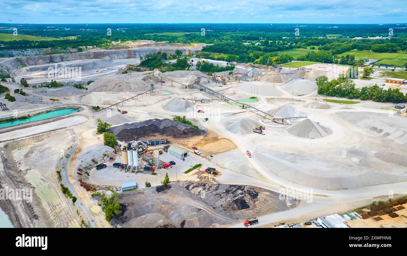Aerial of Quarry and Mining Operation with Heavy Machinery Stock Photo ...