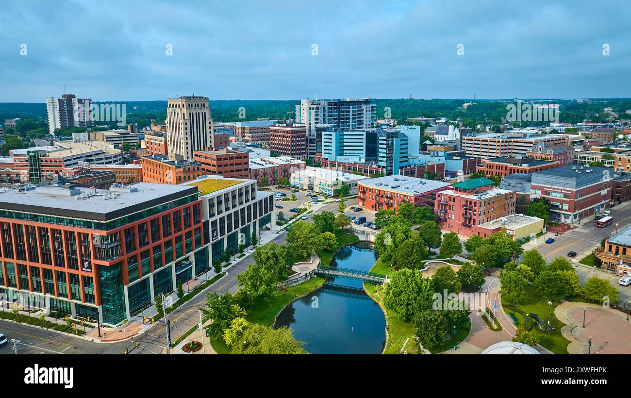 Aerial View of Kalamazoo Park and Downtown Skyline Stock Photo - Alamy
