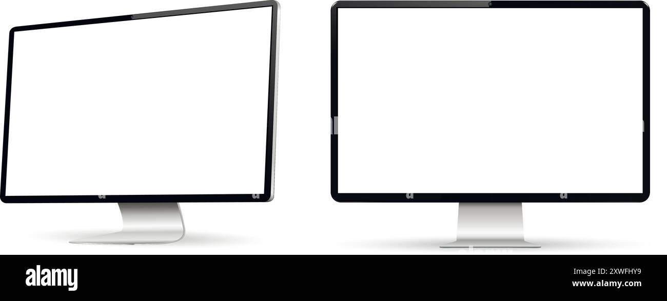 Realistic computer screen mockup. Computer display with blank screen. Vector illustration Stock ...