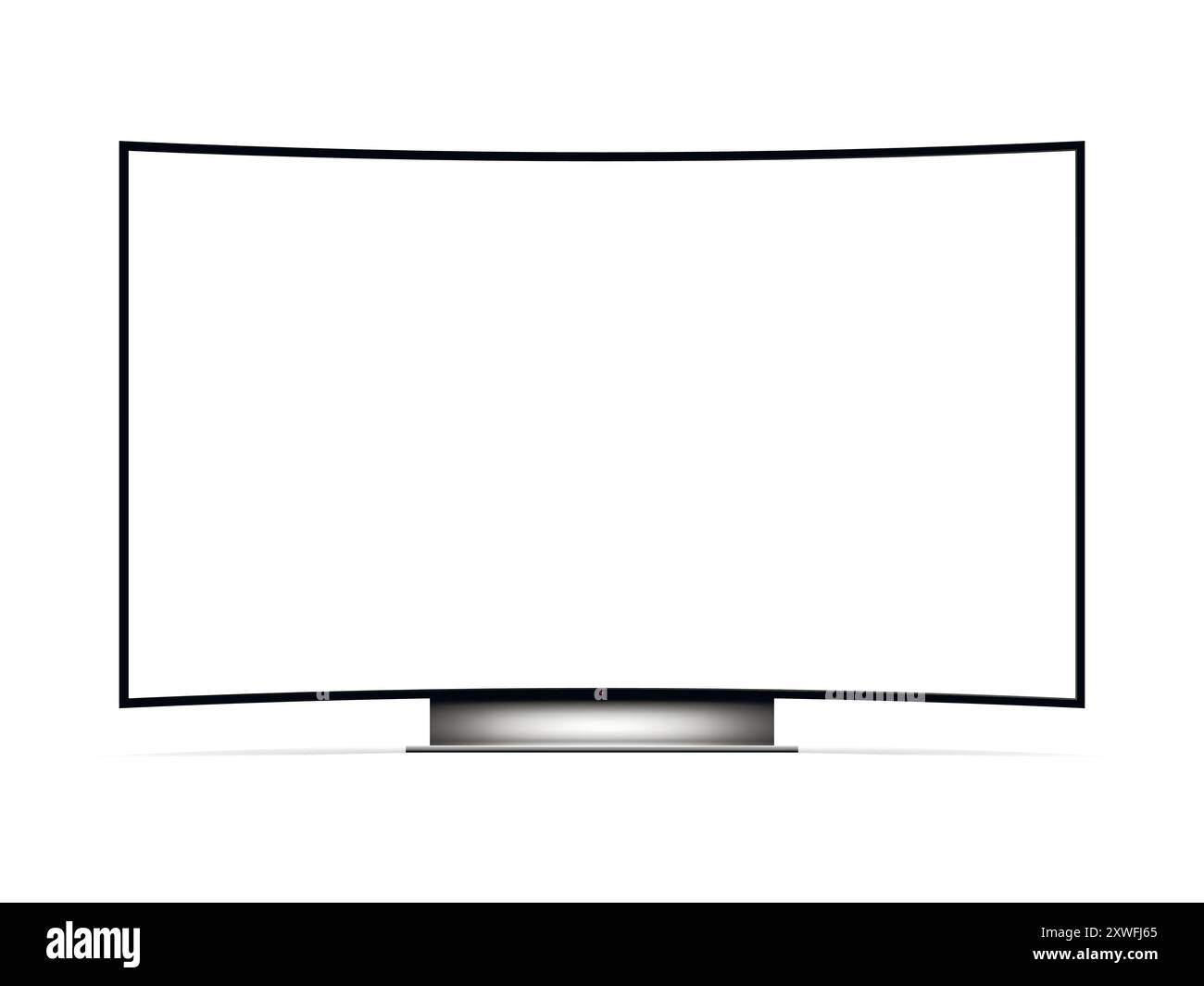 White screen curved LED TV mockup. Vector illustration Stock Vector ...