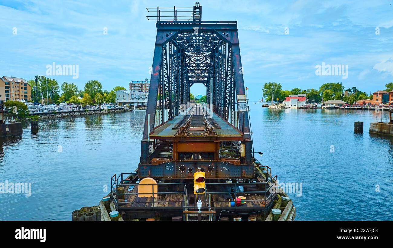 Aerial View of Historic 1904 Steel Railway Bridge Over St. Joseph River ...