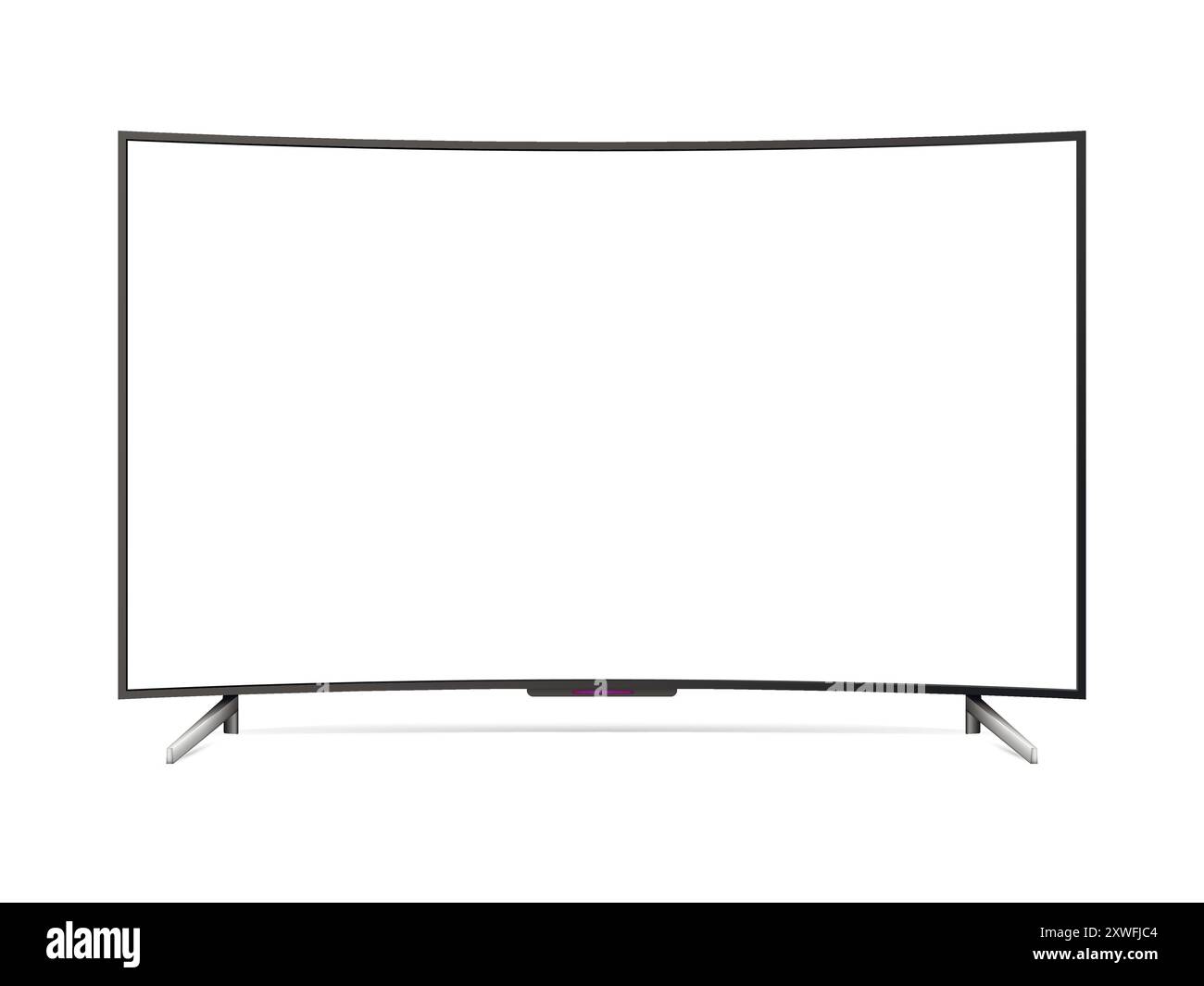 Curved wide screen led tv monitor. Vector Illustration isolated on ...