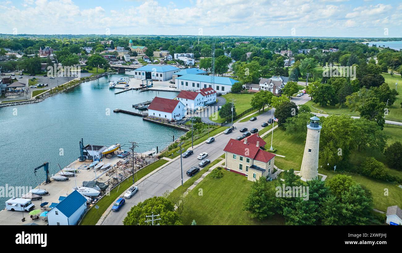 Aerial View of Kenosha Harbor with Lighthouse and Marina Stock Photo ...