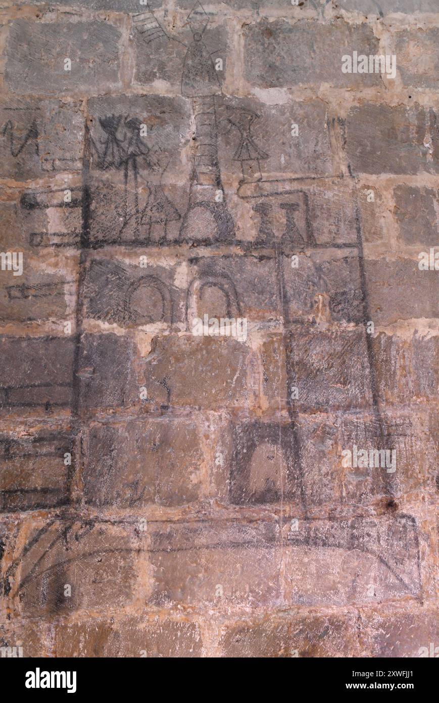 Caseda, San Zoilo hermitage (gothic, 14th century). Graffiti (16th ...
