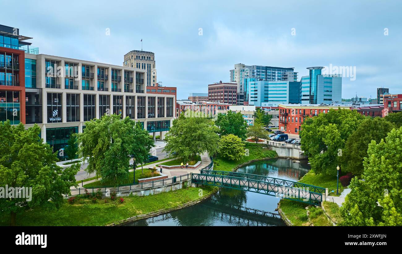 Aerial View of Kalamazoo's Modern and Historic Downtown with Arcadia ...