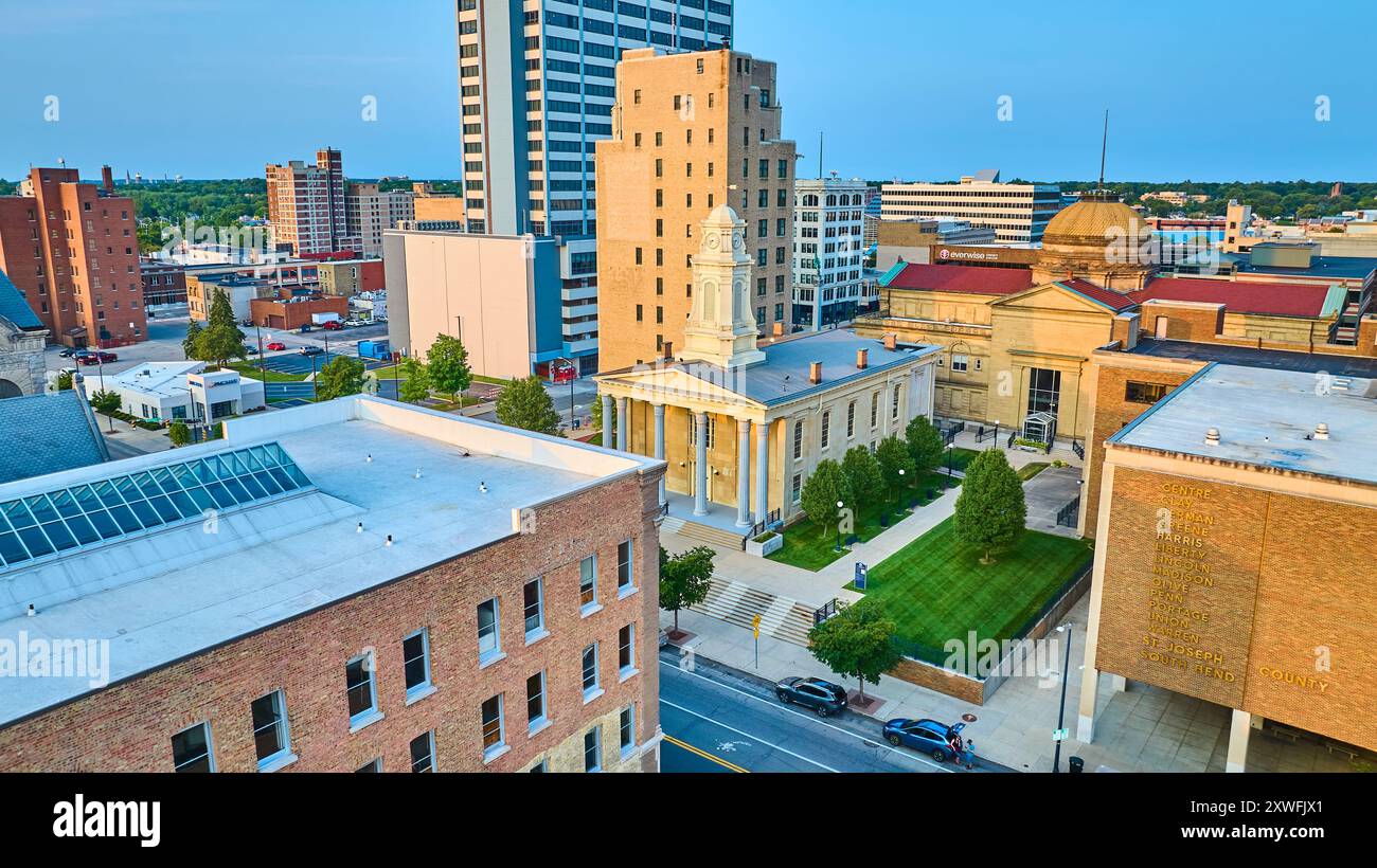 Aerial View of Historic Courthouse and Downtown South Bend Indiana ...