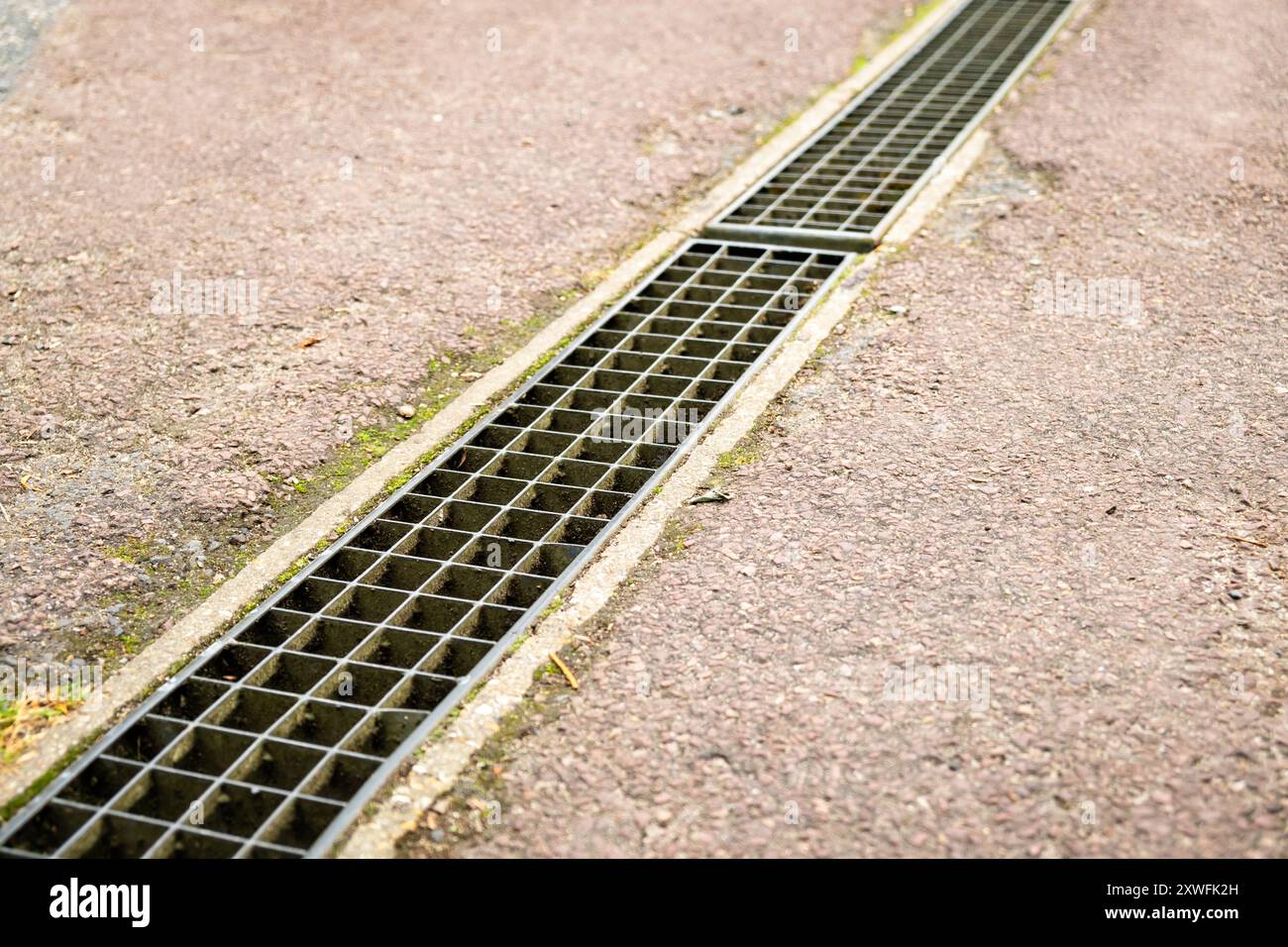 Drainage Grate on Asphalt Road in Outdoor Setting; Public Utility ...