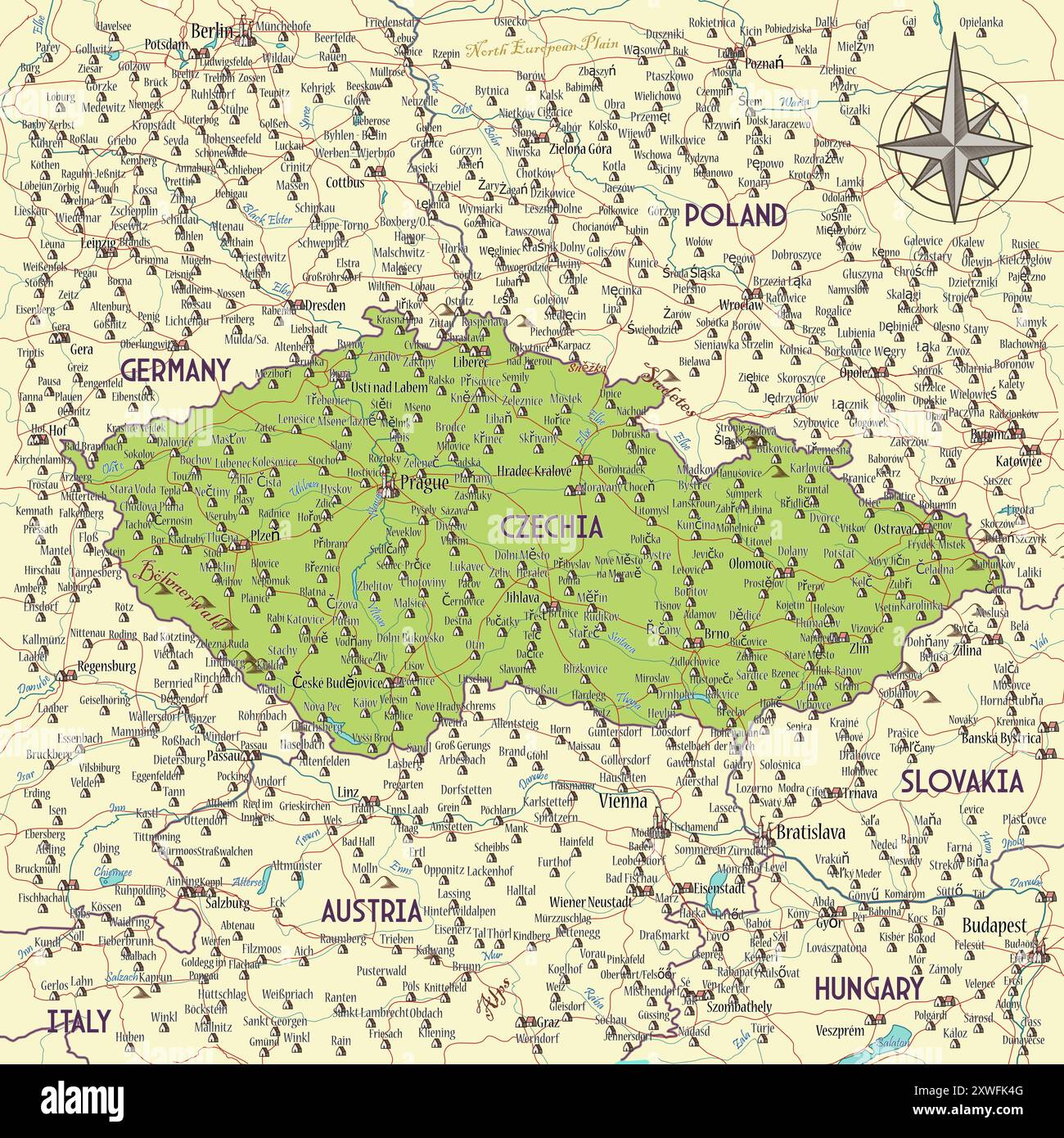 Political map of czechia hi-res stock photography and images - Alamy