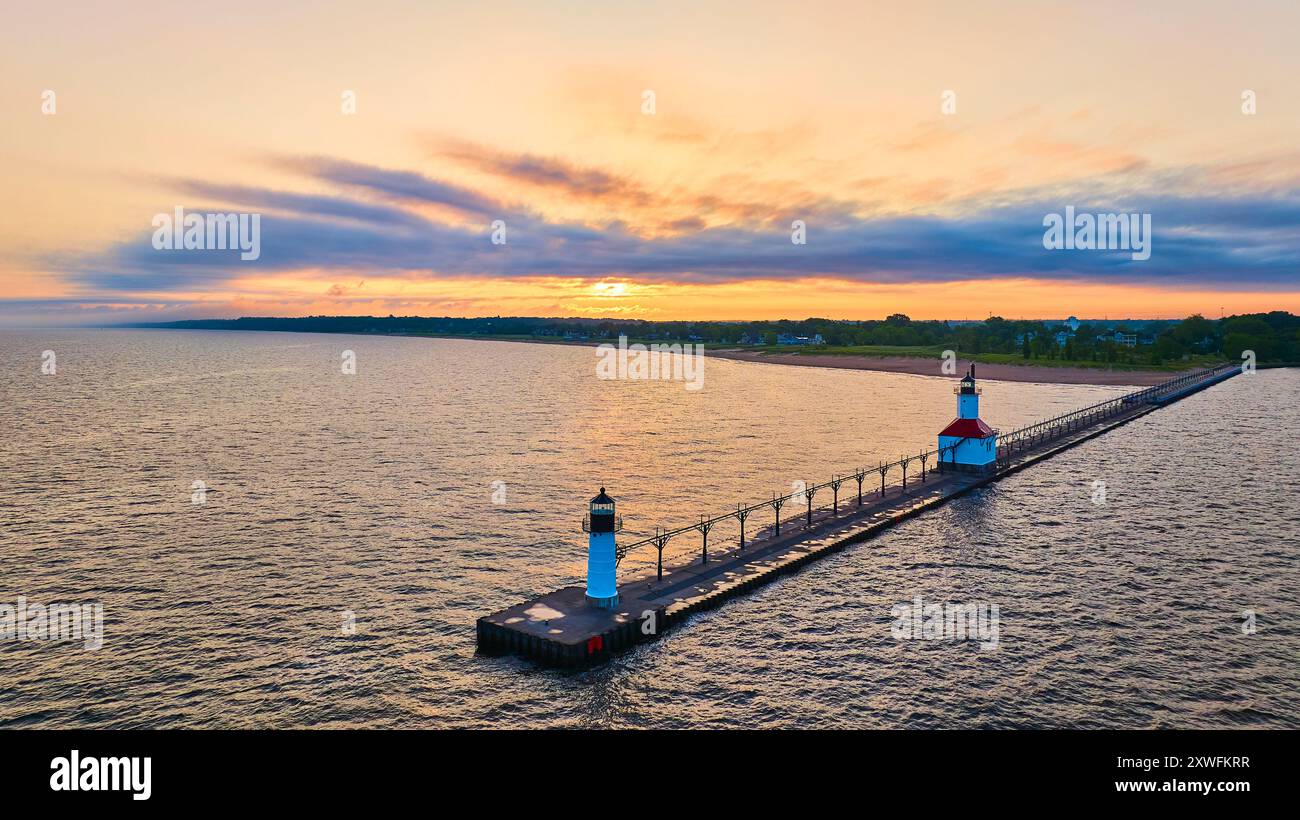 St. joseph north pier lighthouse sunset hi-res stock photography and ...