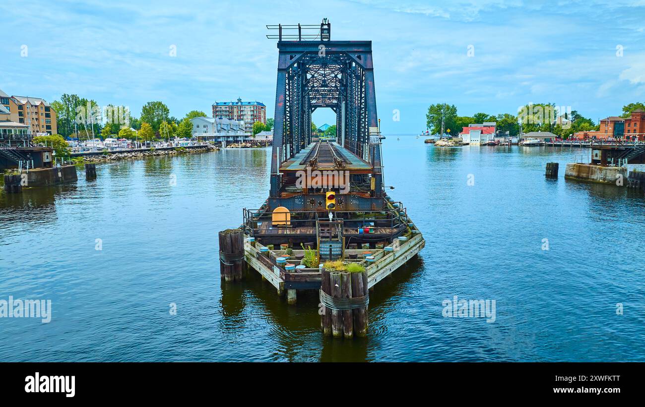 Aerial View of Historic Railway Drawbridge Over St Joseph River Stock ...