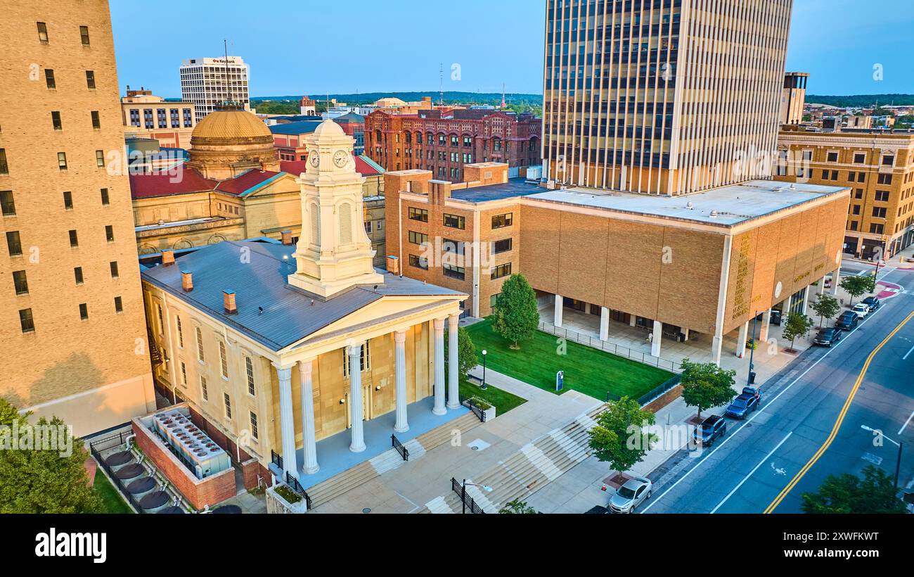 Aerial View of South Bend Courthouse and Modern Downtown Buildings ...