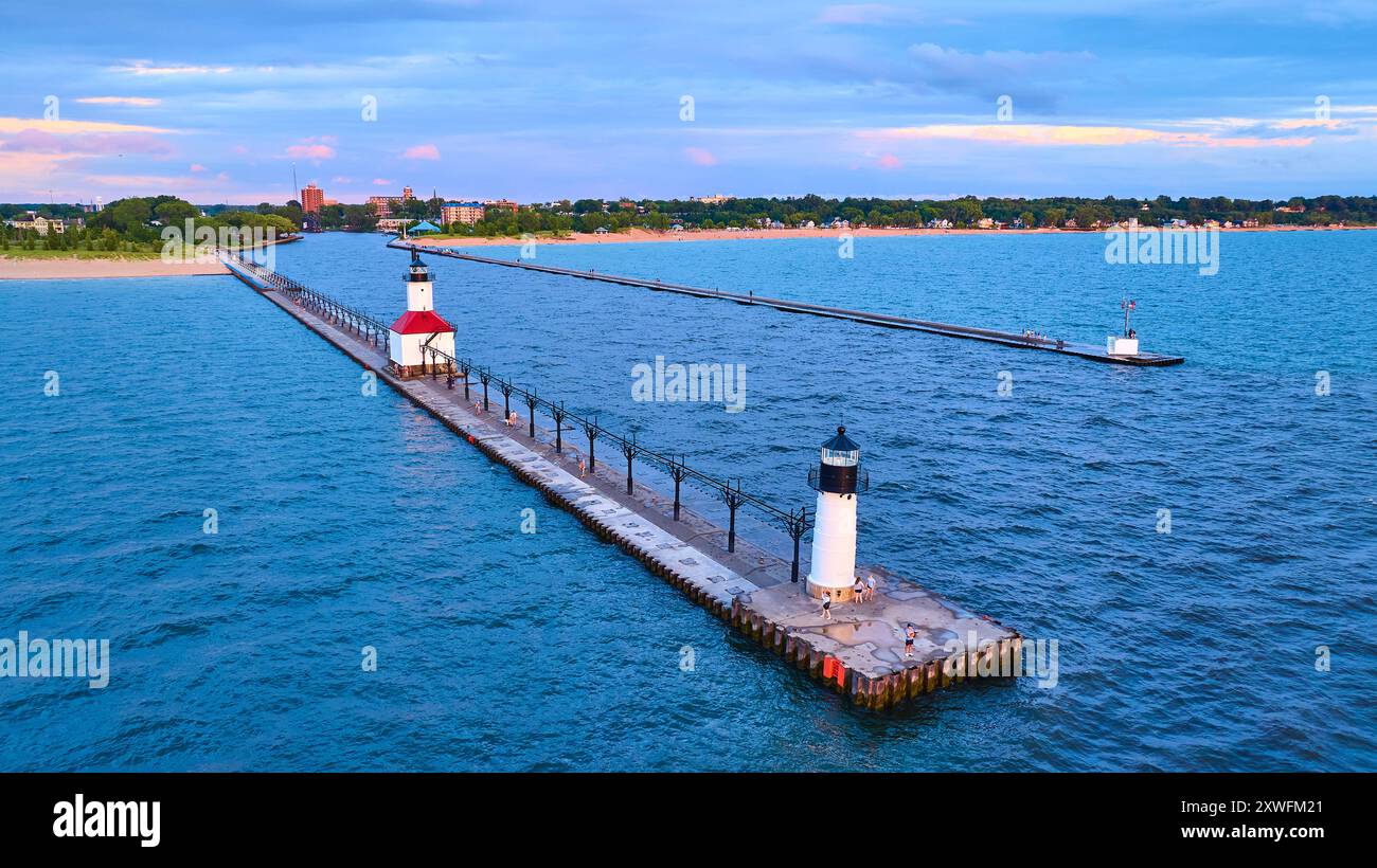 St. joseph north pier lighthouse sunset hi-res stock photography and ...