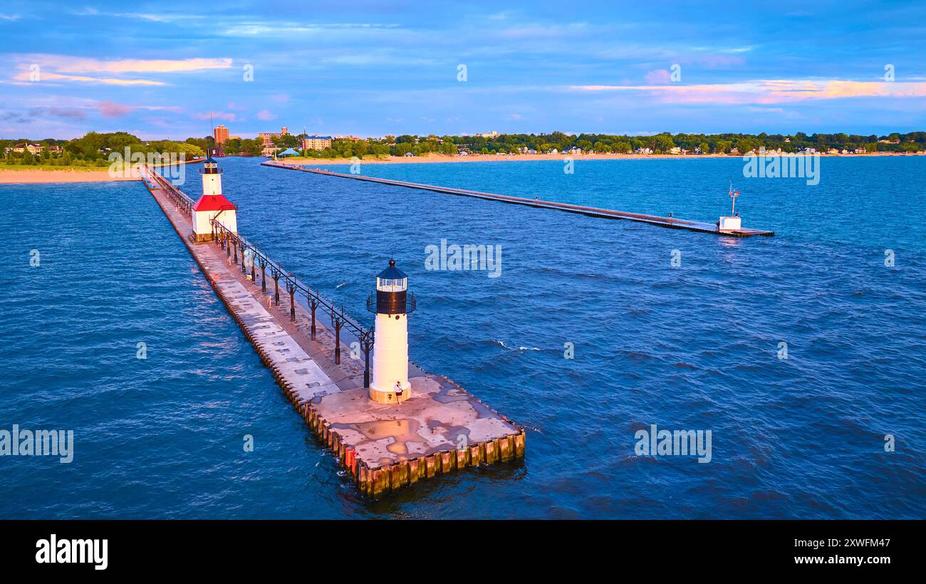 St. joseph north pier lighthouse sunset hi-res stock photography and ...