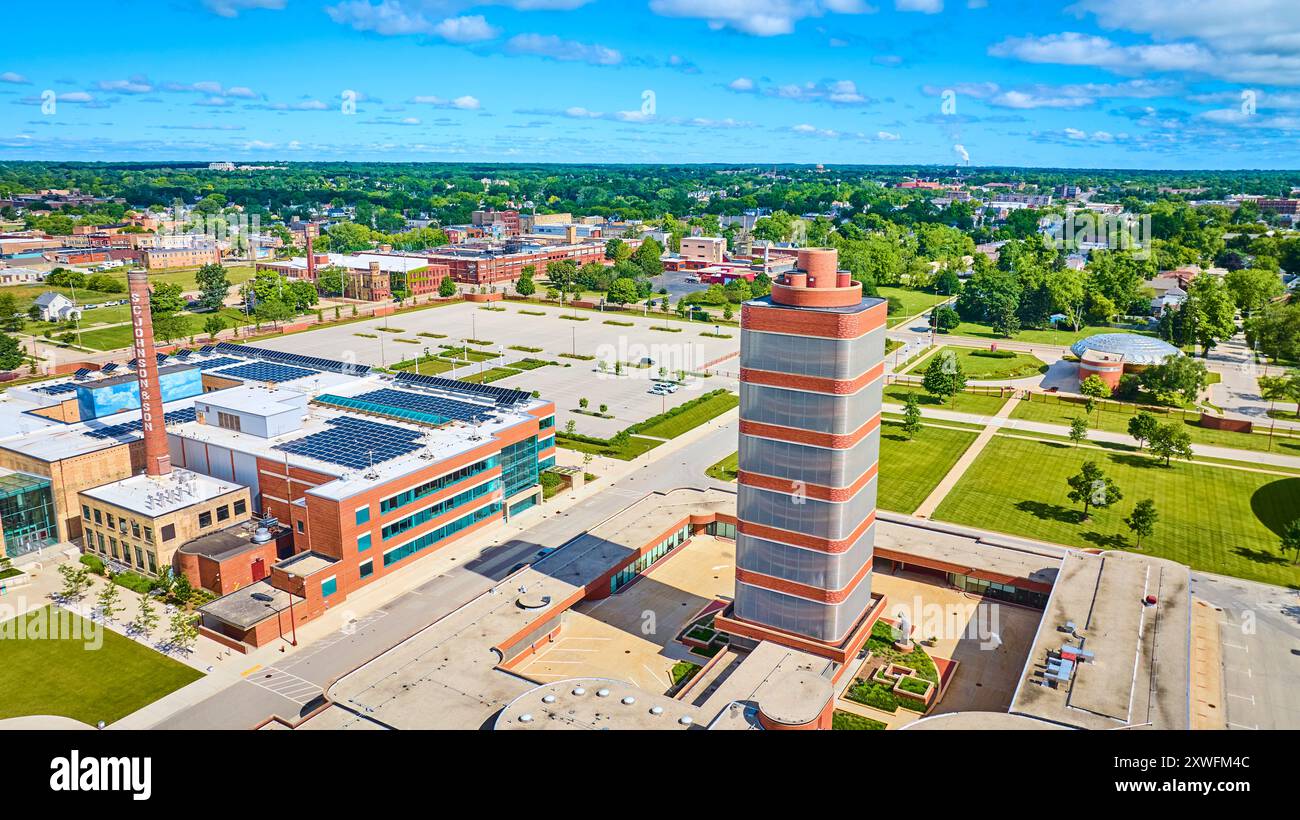 Aerial View of SC Johnson Headquarters with Research Tower and Solar ...