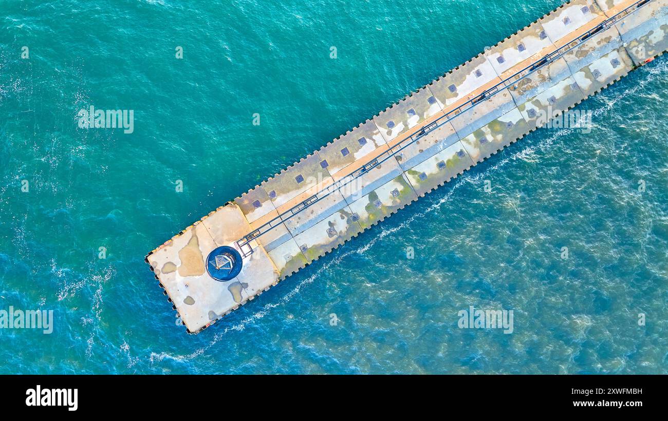 Aerial pier lighthouse on lake hi-res stock photography and images - Alamy