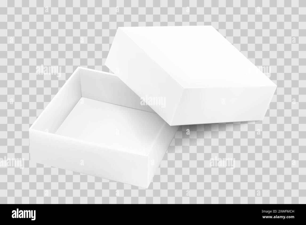 Cardboard square open box, mockup design template. Vector realistic 3d ...