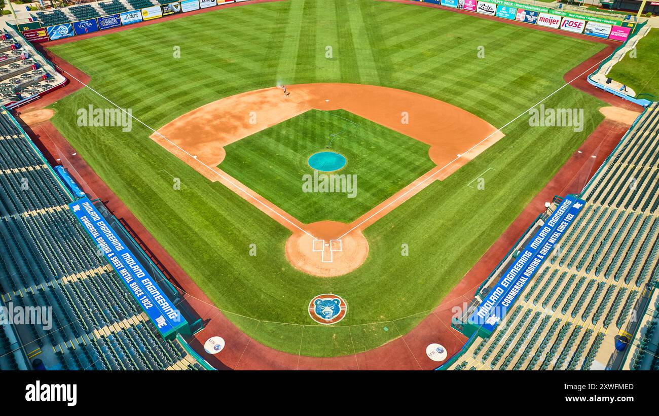 Aerial View of Empty Baseball Stadium with Pristine Field and Daytime ...