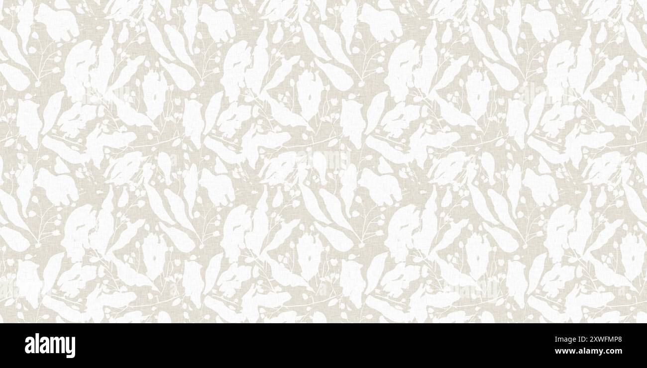 Seamless french gender neutral floral linen printed fabric border ...