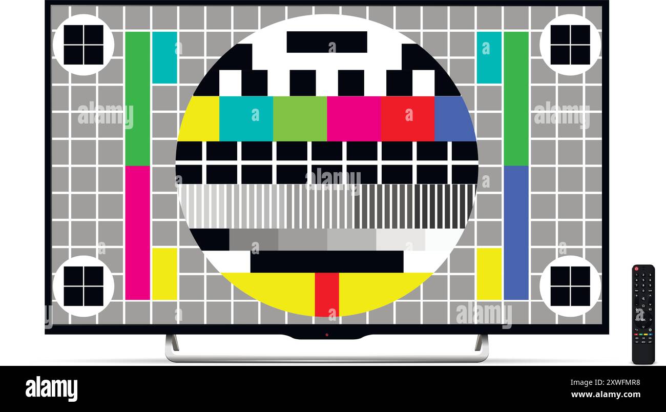 Realistic tv blank screen with remote control isolated on white ...