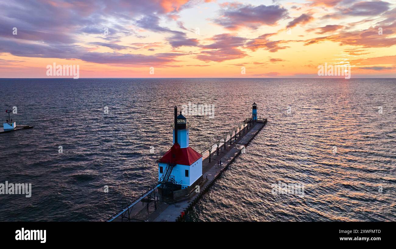 St. joseph north pier lighthouse sunset hi-res stock photography and ...