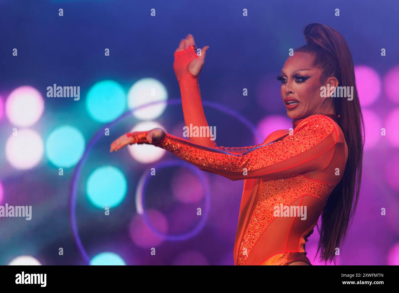 Sasha Colby performs on stage at the MajestiX show held during the ...
