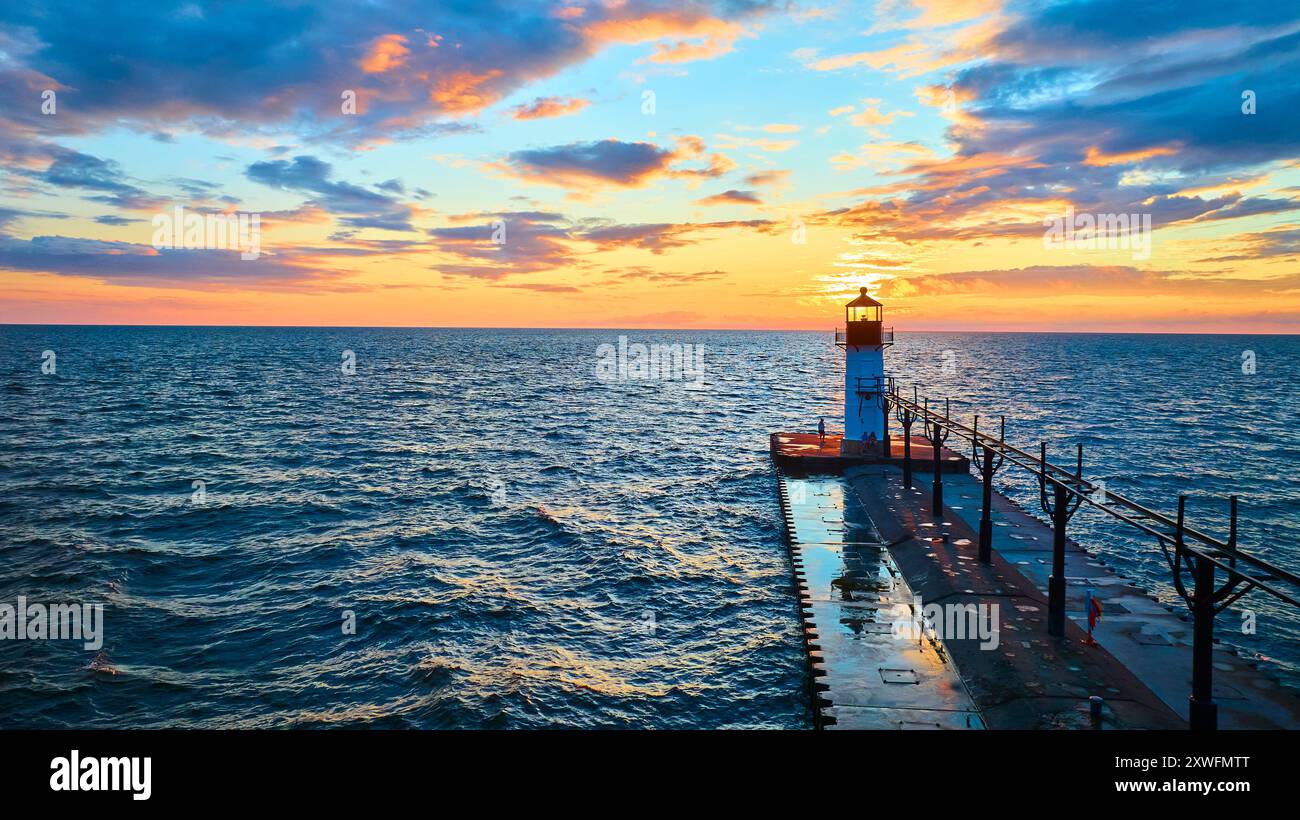 Aerial View of St. Joseph Lighthouse at Sunset Stock Photo - Alamy