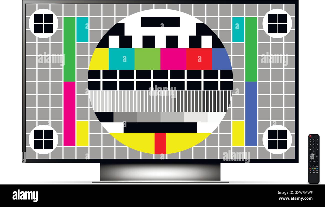 Realistic tv screen with remote control. Smart tv mockup. Vector ...