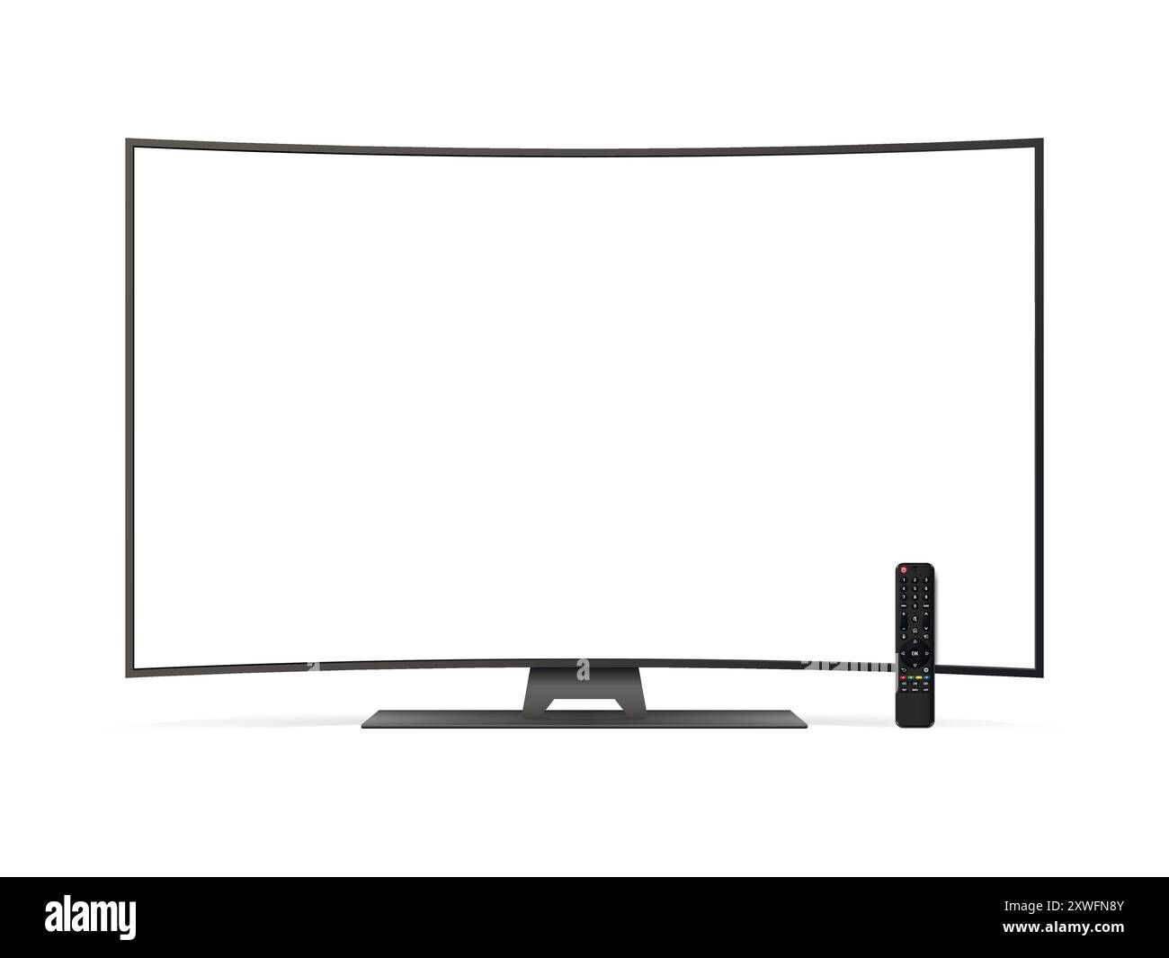 Realistic tv screen with remote control. Smart tv mockup. Vector ...