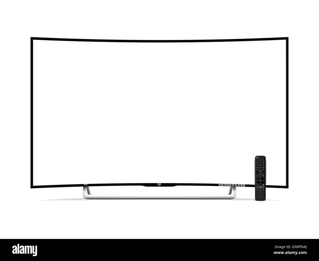 Realistic curved tv screen. Smart tv mockup. Blank television template. Vector illustration ...