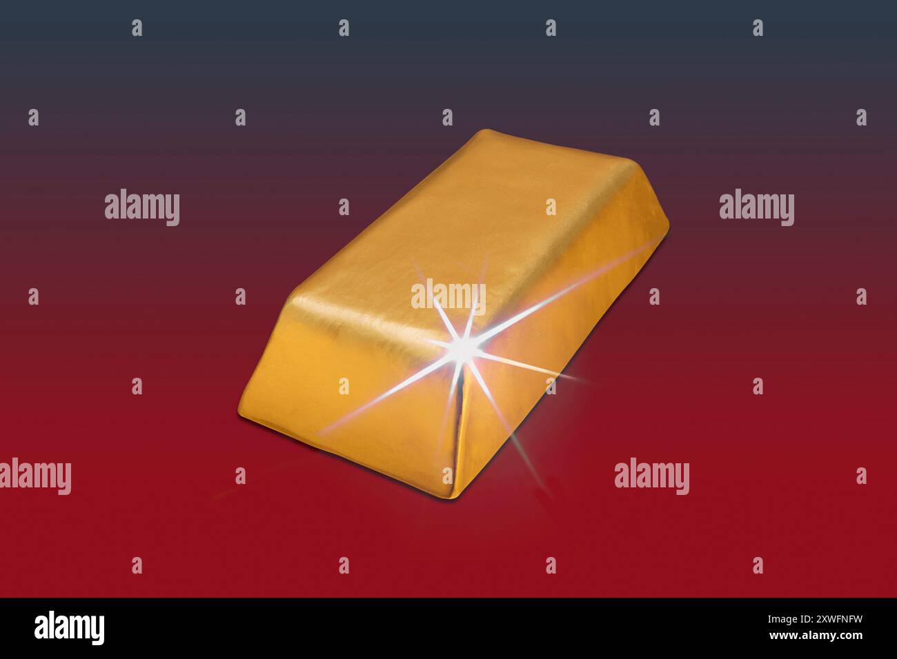 Gold bar, with star flare Stock Photo - Alamy