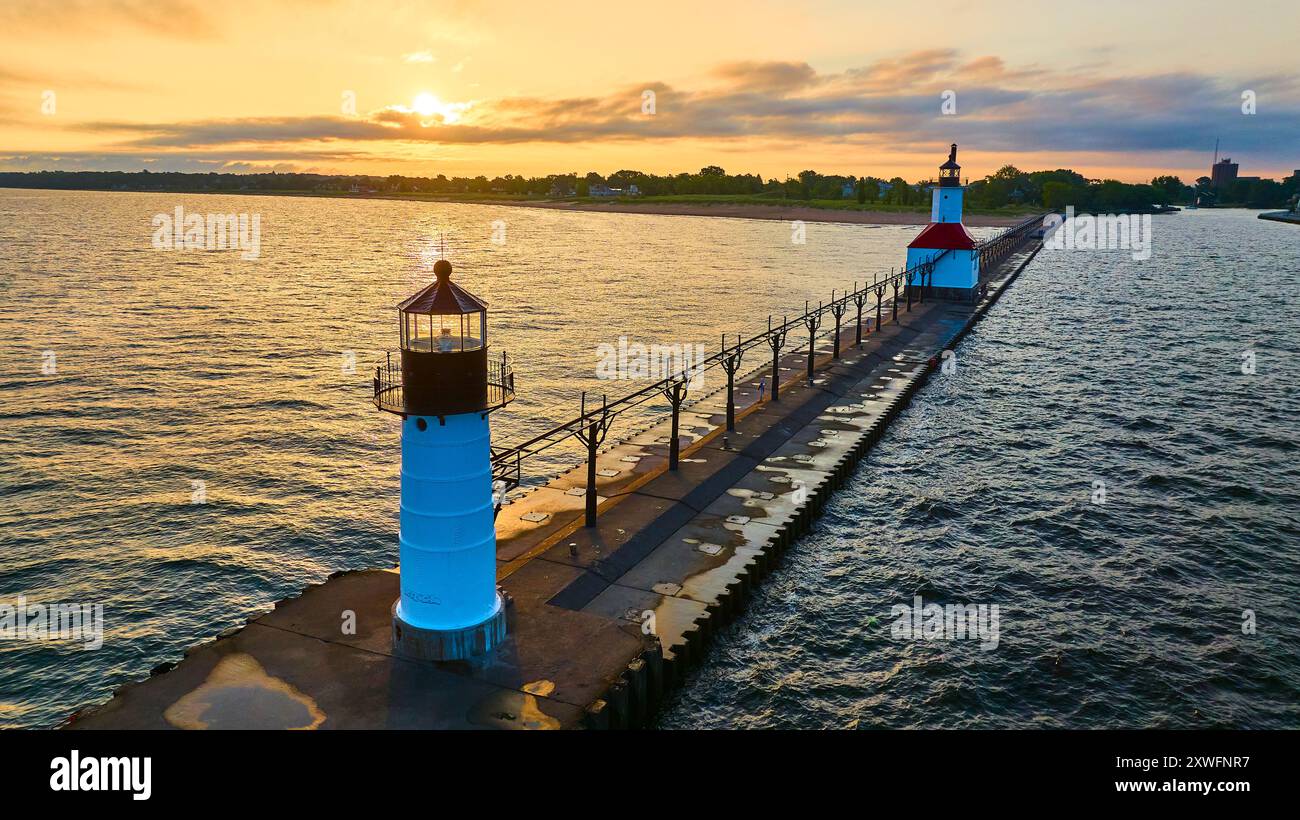 St. joseph north pier lighthouse sunset hi-res stock photography and ...