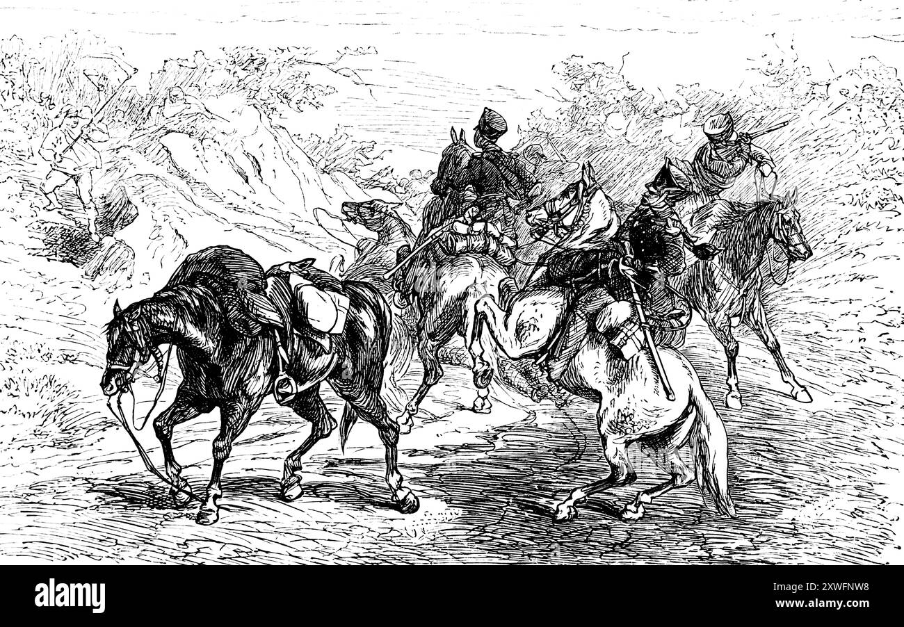 Württembeg soldiers raiding the Lützow people in 1813, historical ...