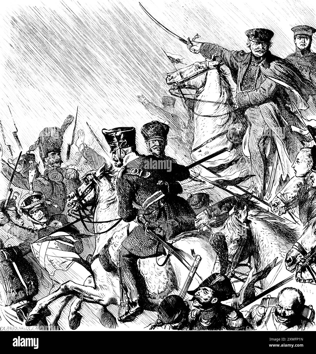 Duke Blücher von Wahlstadt fighting at Katzbach River,, historical ...