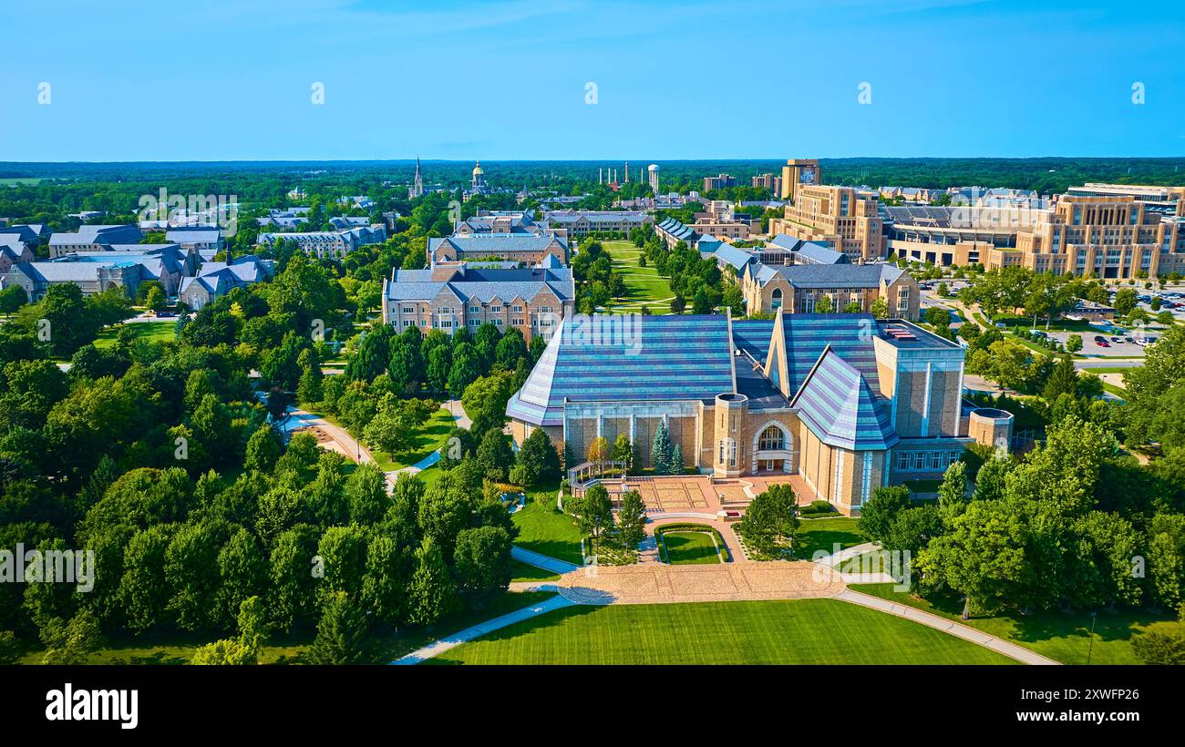 Aerial View of University Campus with Lush Greenery and Distinctive ...