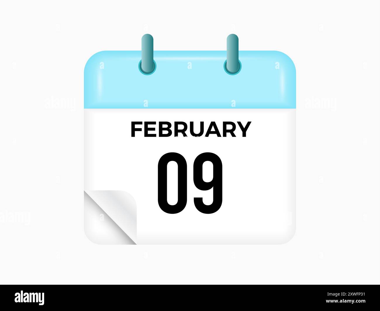 February 9 - calendar and Time planner. Daily Calendar Icon reminder ...