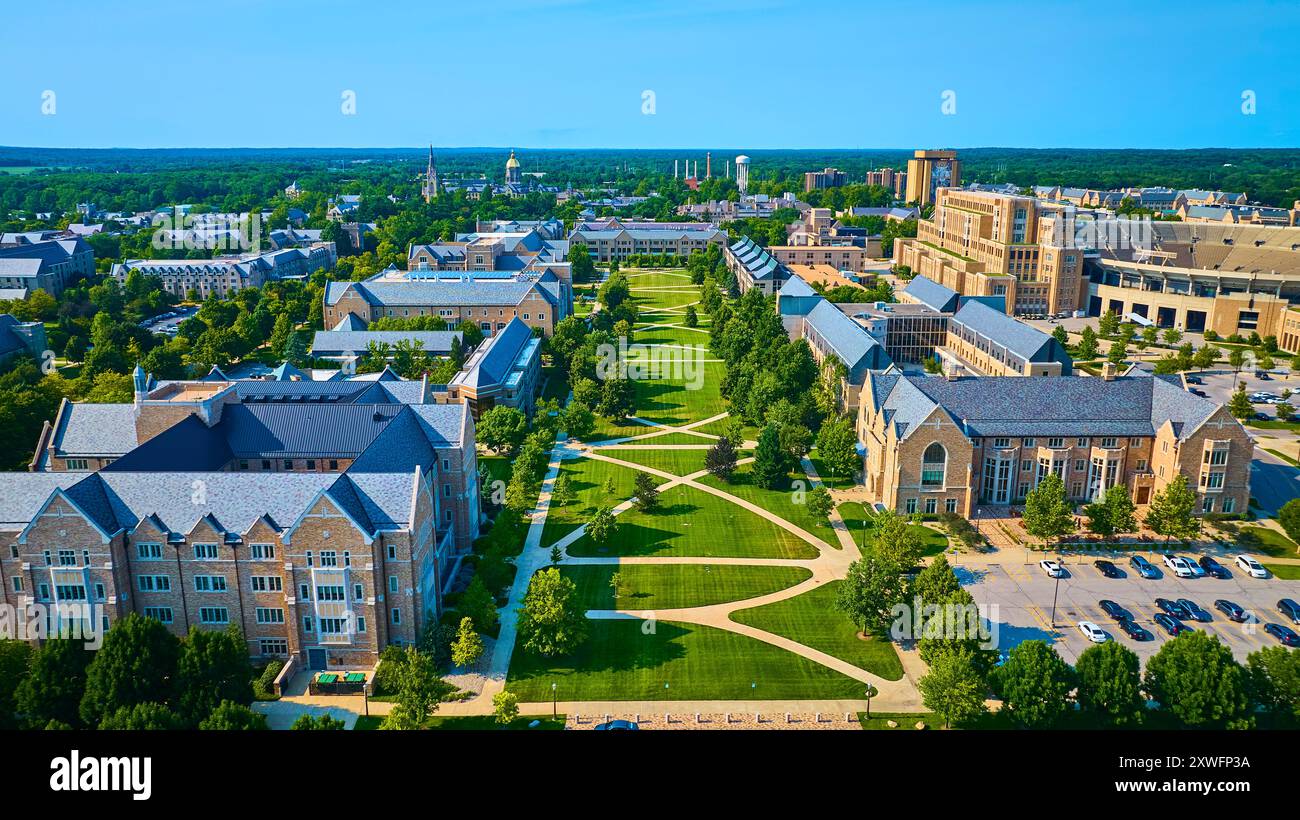 Aerial of University Campus with Green Spaces and Academic Buildings ...