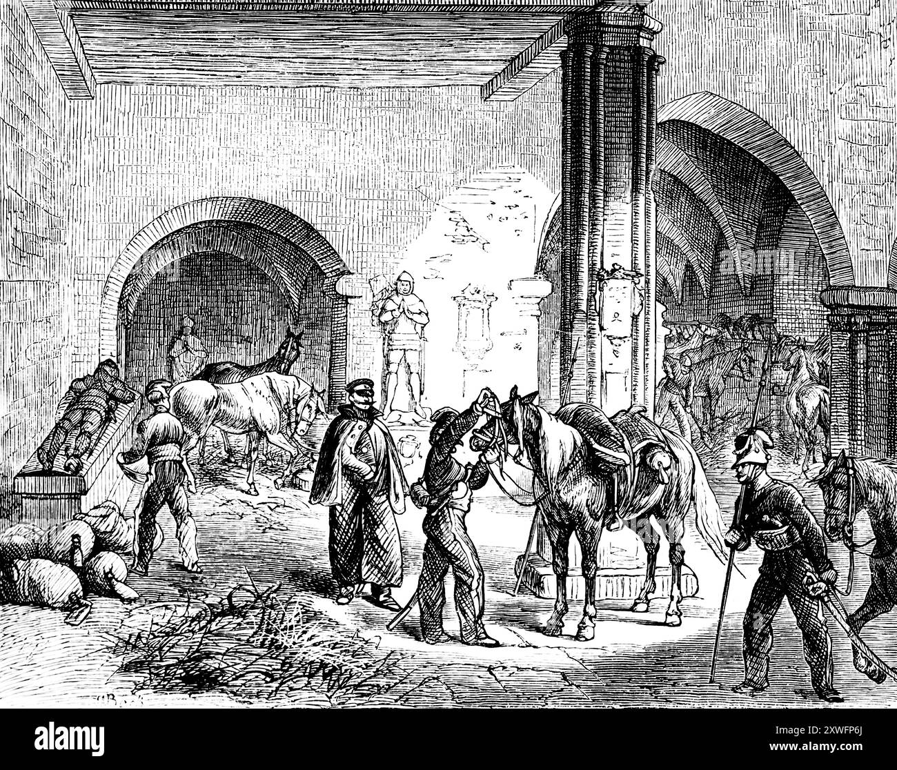 Quarters of the Cossacks in the Cathedral of Basel after crossing the ...