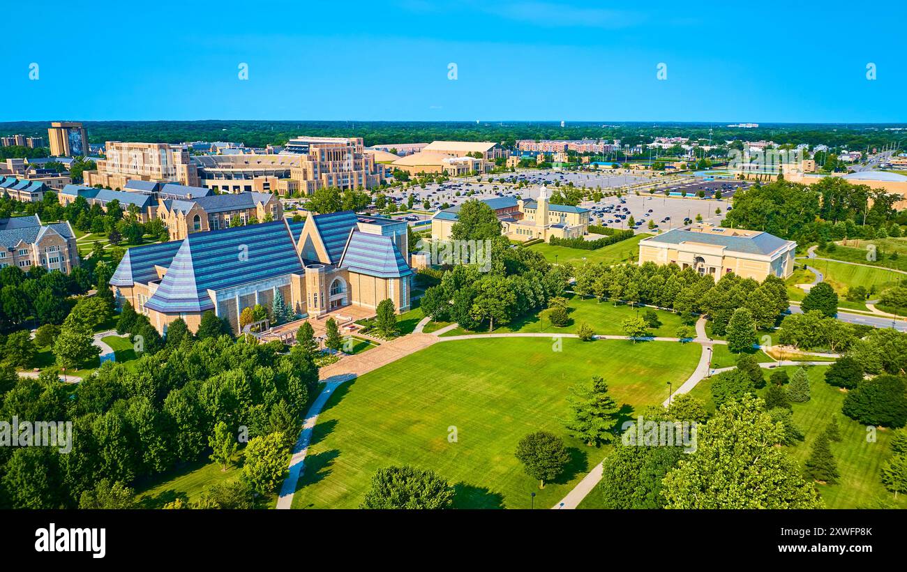 Aerial View of Cathedral and Stadium in University Campus Stock Photo ...