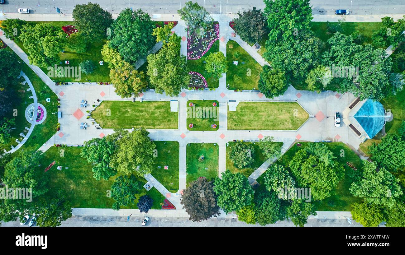 Aerial View of Symmetrical Urban Park and Pathways in Kalamazoo Stock ...